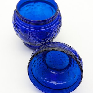 Vintage Cobalt Blue Candy Canister Jar Fruit Motif - Etsy