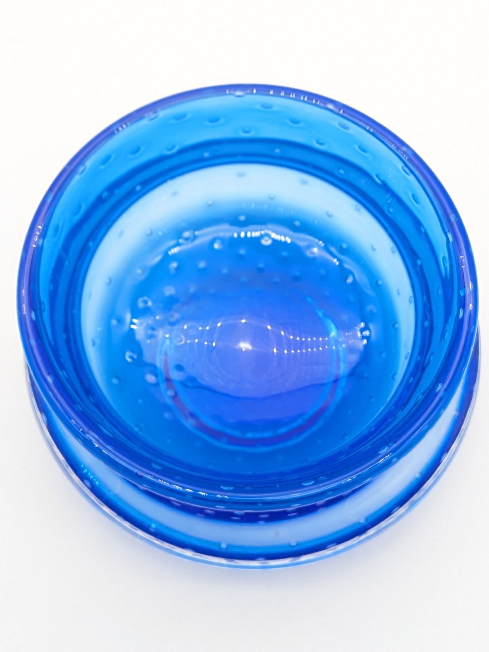 Mark J Sudduth Art Glass Cobalt Blue Bowl With Bullicante Signed Rare ...