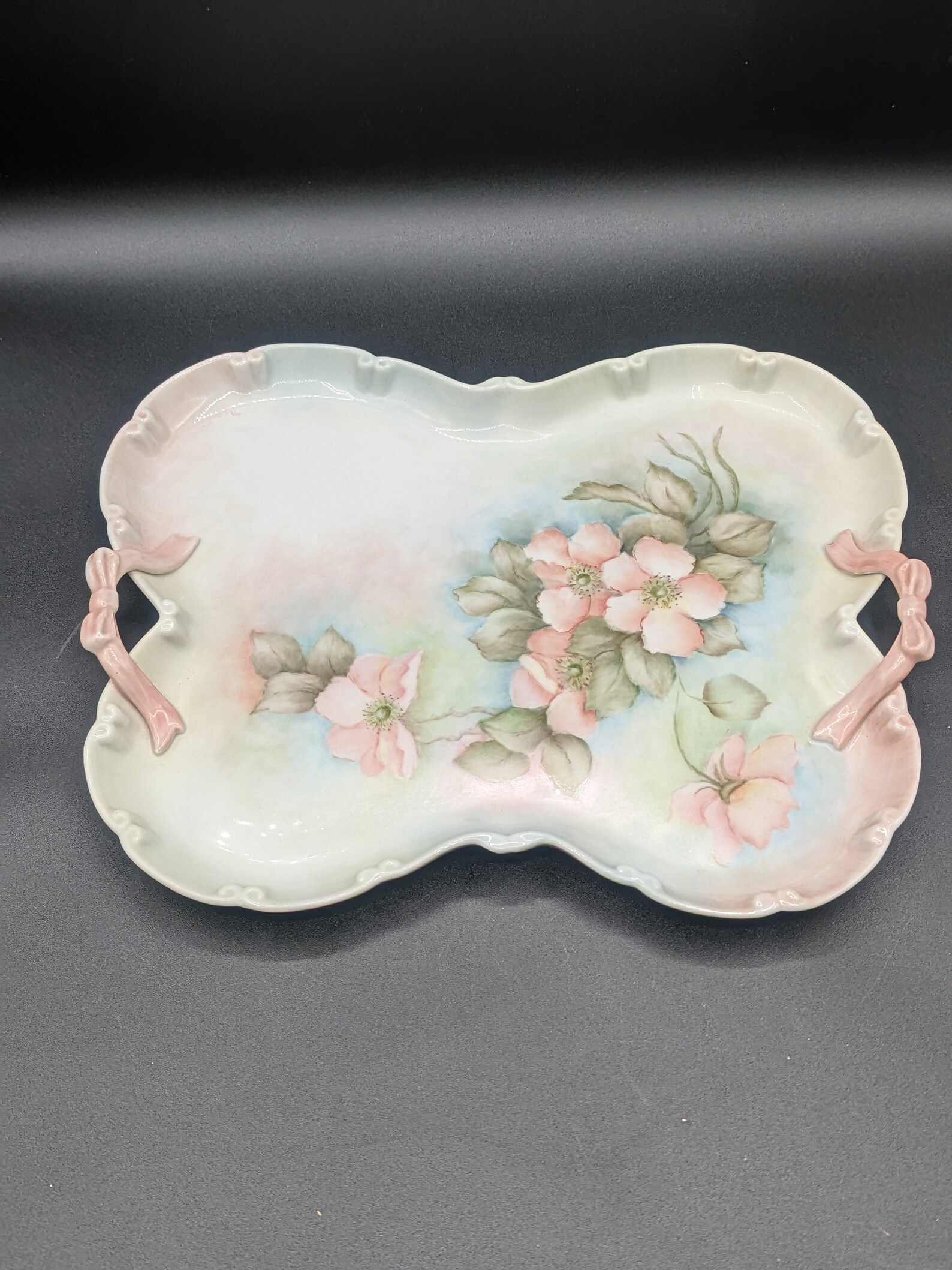 Vintage Hand Painted Butterfly Shaped Tray With Bow Handles Signed - Etsy
