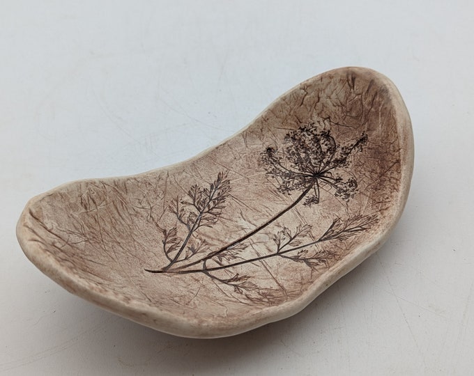 Hand Made Embossed Glazed Clay Catch All Dish “queen Ann’s Lace” by ...