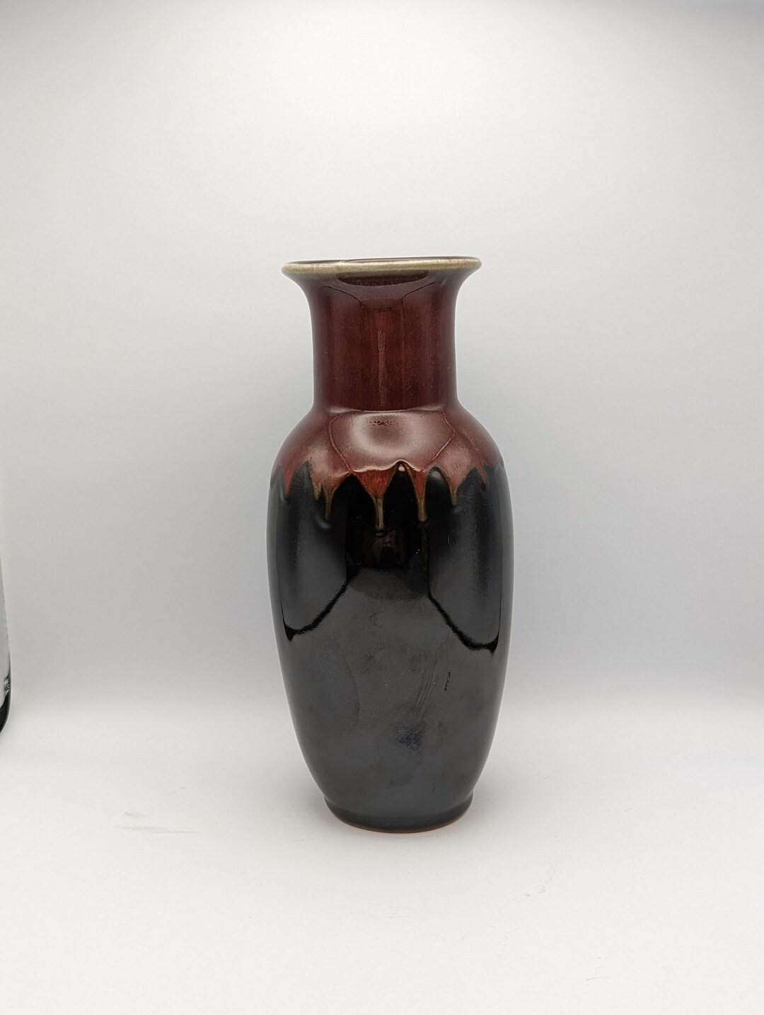 Hosley Potteries Vintage Art Ceramic Vase Drip Glaze Red and Black - Etsy