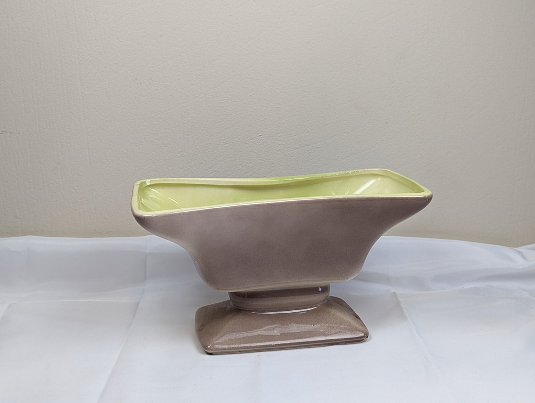 VINTAGE Two Tone Ceramic Planter Mid Century Modern Royal Windsor Brown ...