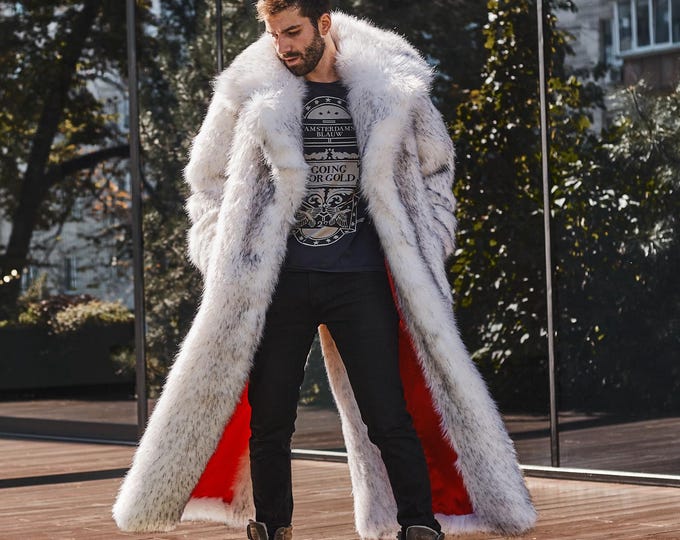 Ken White Faux Fur Coat – Long Men’s Festival Jacket - Etsy