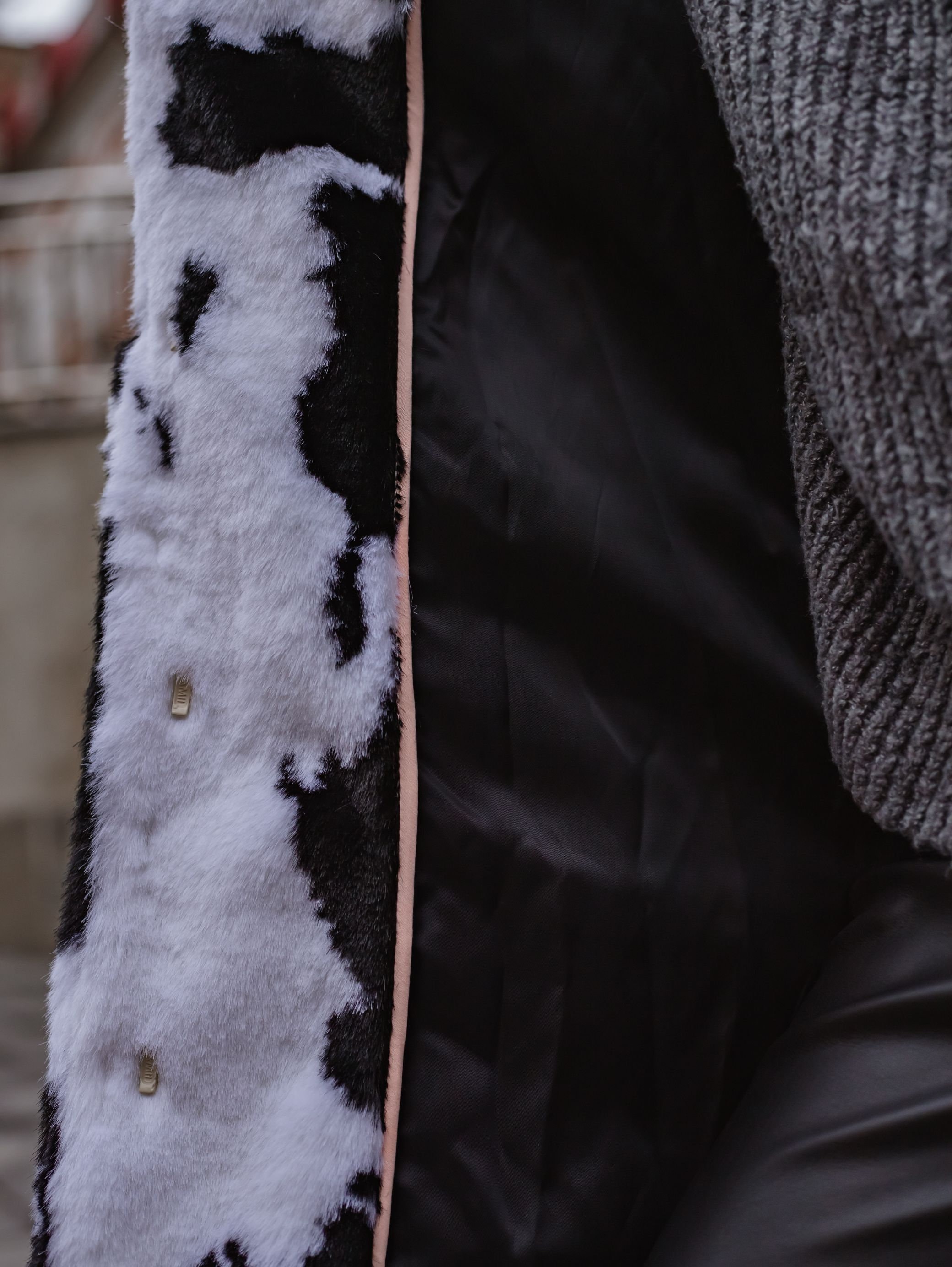 Cow Print Faux Fur Midi Coat Women Black & White Spotted - Etsy