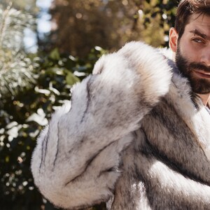 Collared Wolf Faux Fur Jacket, Short Furry Coat - Etsy