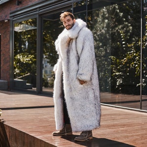 Ken White Faux Fur Coat – Long Men’s Festival Jacket - Etsy
