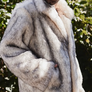 Collared Wolf Faux Fur Jacket, Short Furry Coat - Etsy