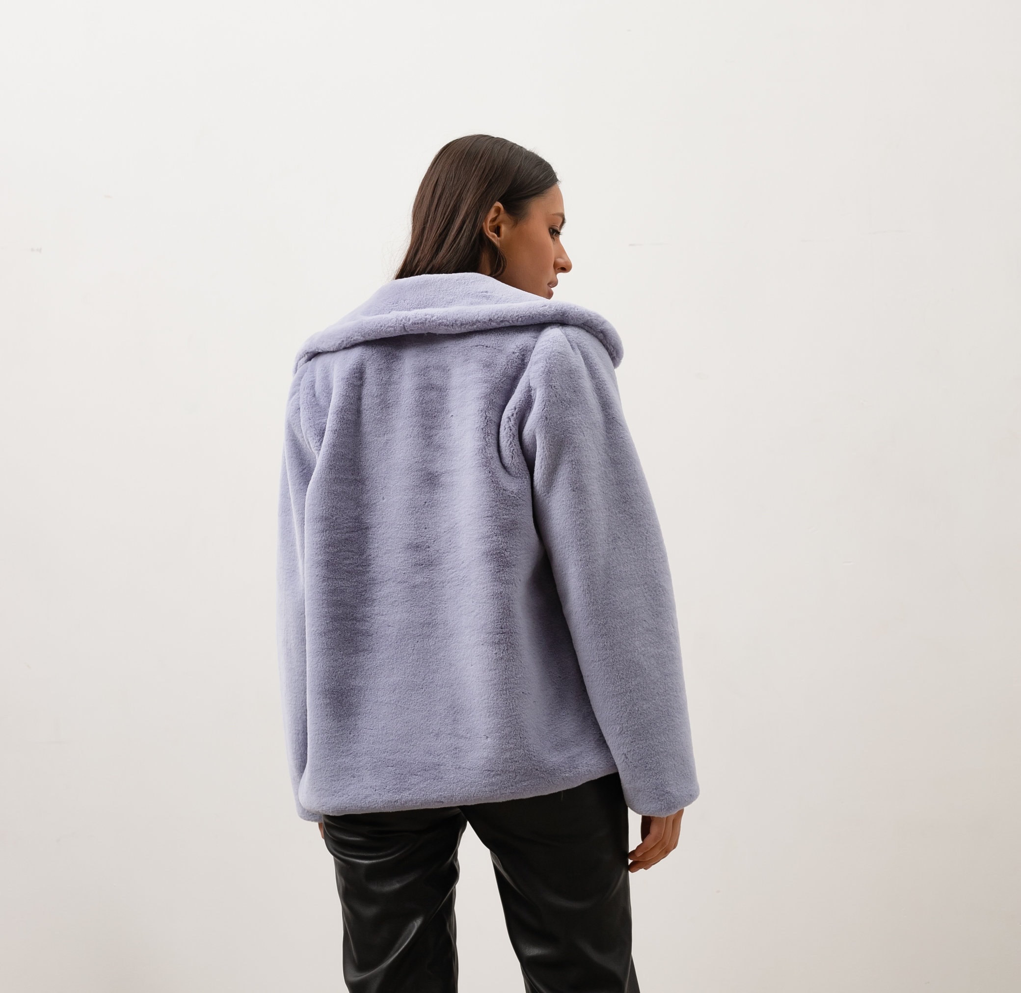 LAST PIECES Lilac Blue Faux Fur Jacket, Soft Touch Coat, Vegan Jacket ...