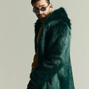 Mens Emerald Green Faux Fur Hooded Festival Coat - Etsy