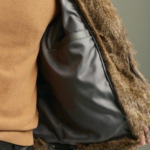 Wolf Faux Fur Bomber With Oversized Hood , Mens Furry Hooded Jacket ...