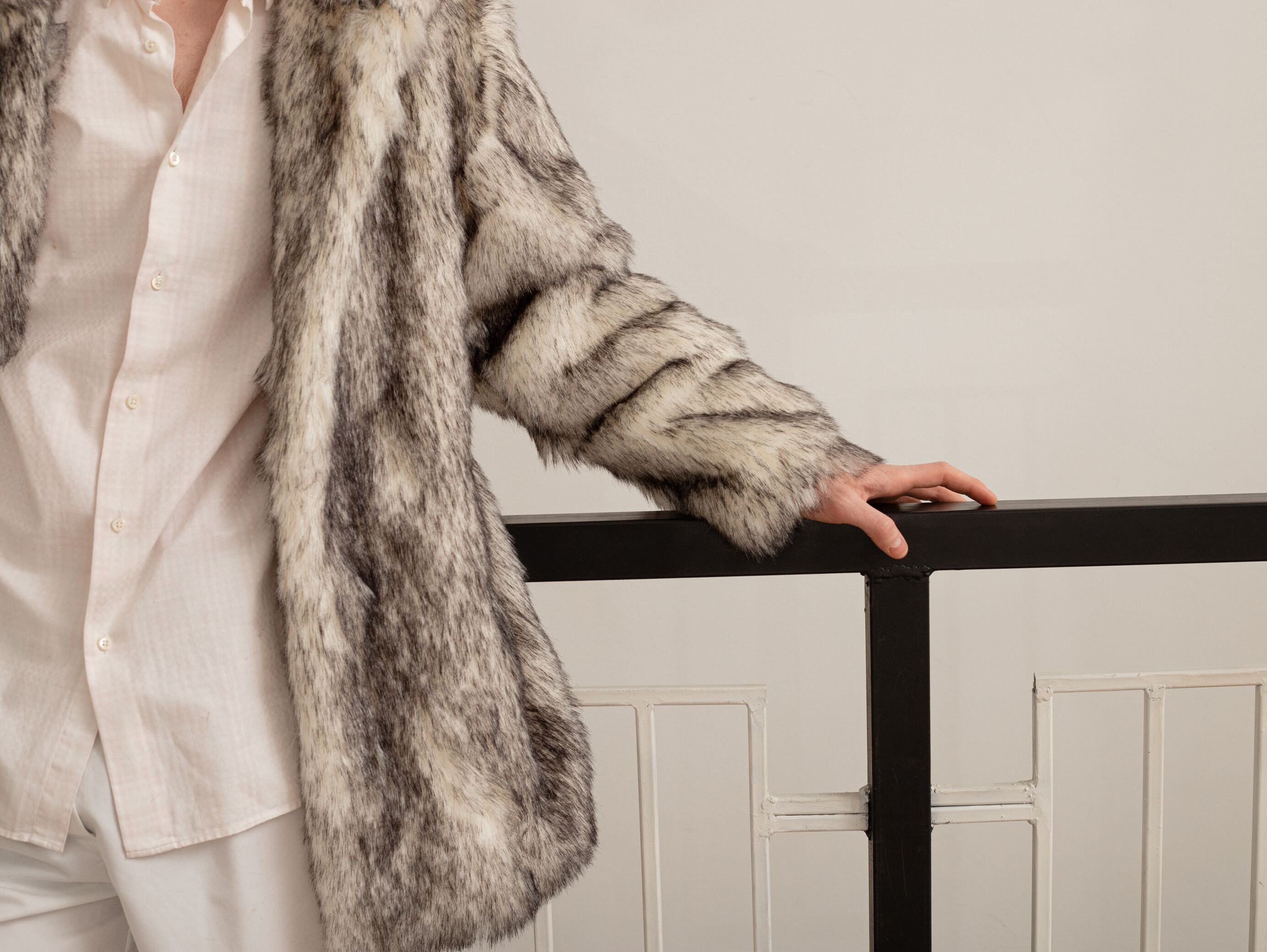 Hooded Wolf Faux Fur Jacket, Gray Furry Coat - Etsy