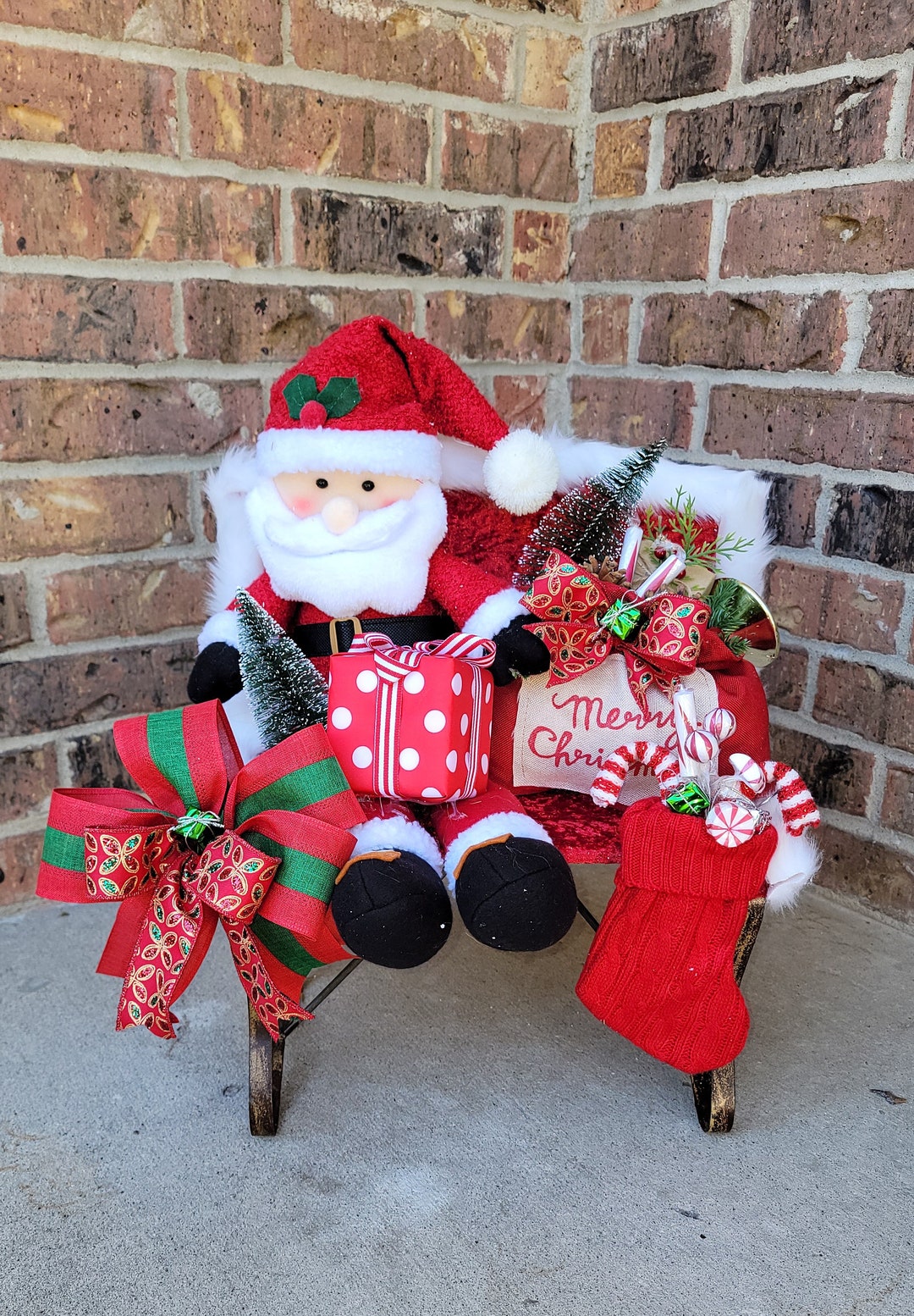 Santa Centerpiece, Santa Porch Decor, Santa Tablescape, Santa Decor ...