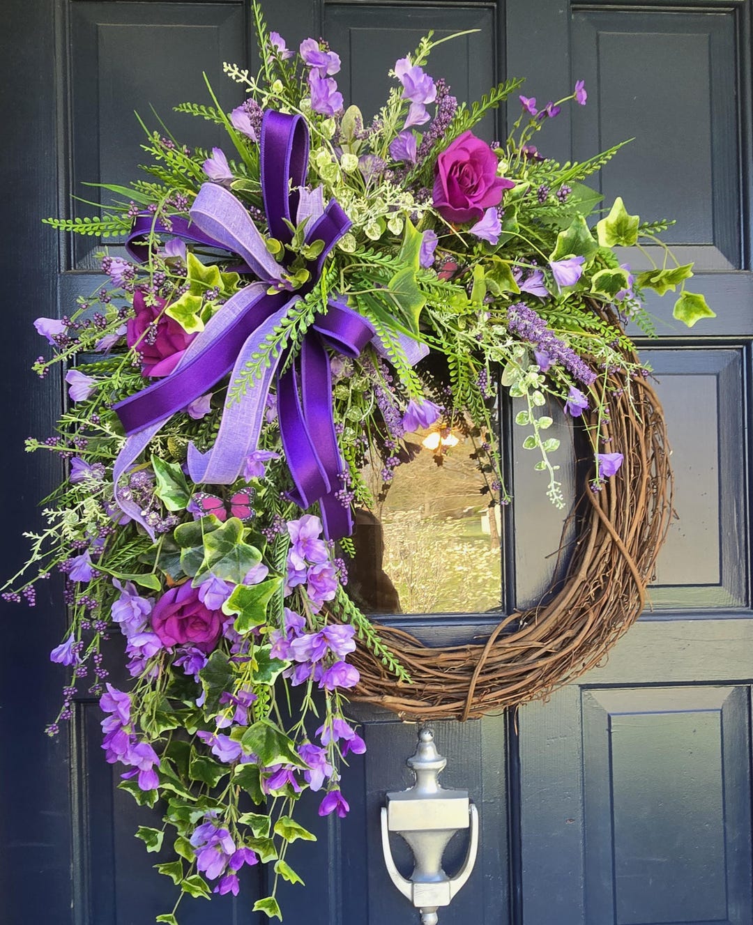 Purple Floral Wreath, Purple Florals, Purple Wreath, Spring Grapevine ...