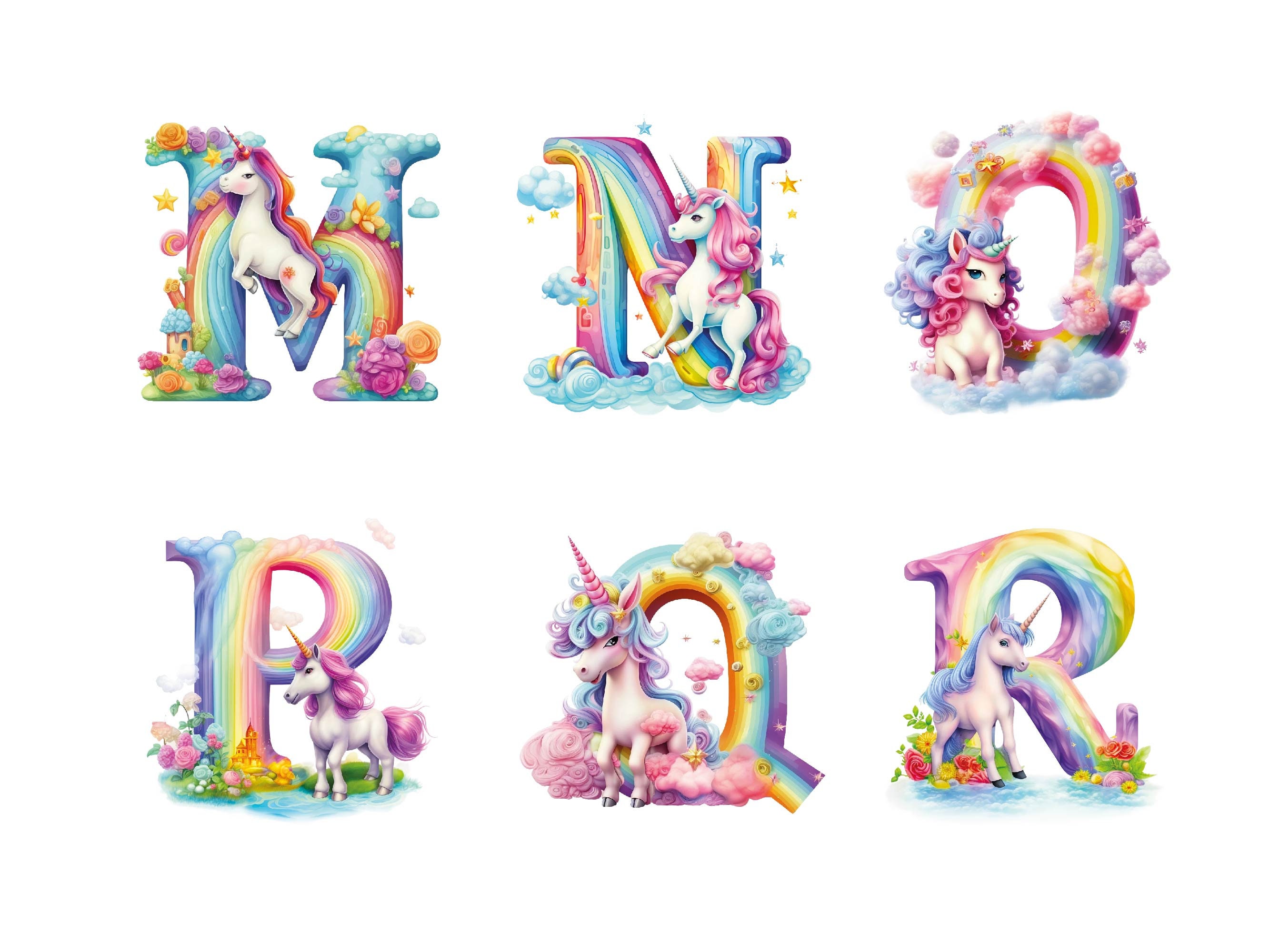Unicorn Clipart Unicorn Png Alphabet Png Wall Art Unicorn Birthday ...