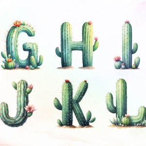Cactus Png Watercolor Cactus Font Cactus Letters Clipart Alphabet Png ...