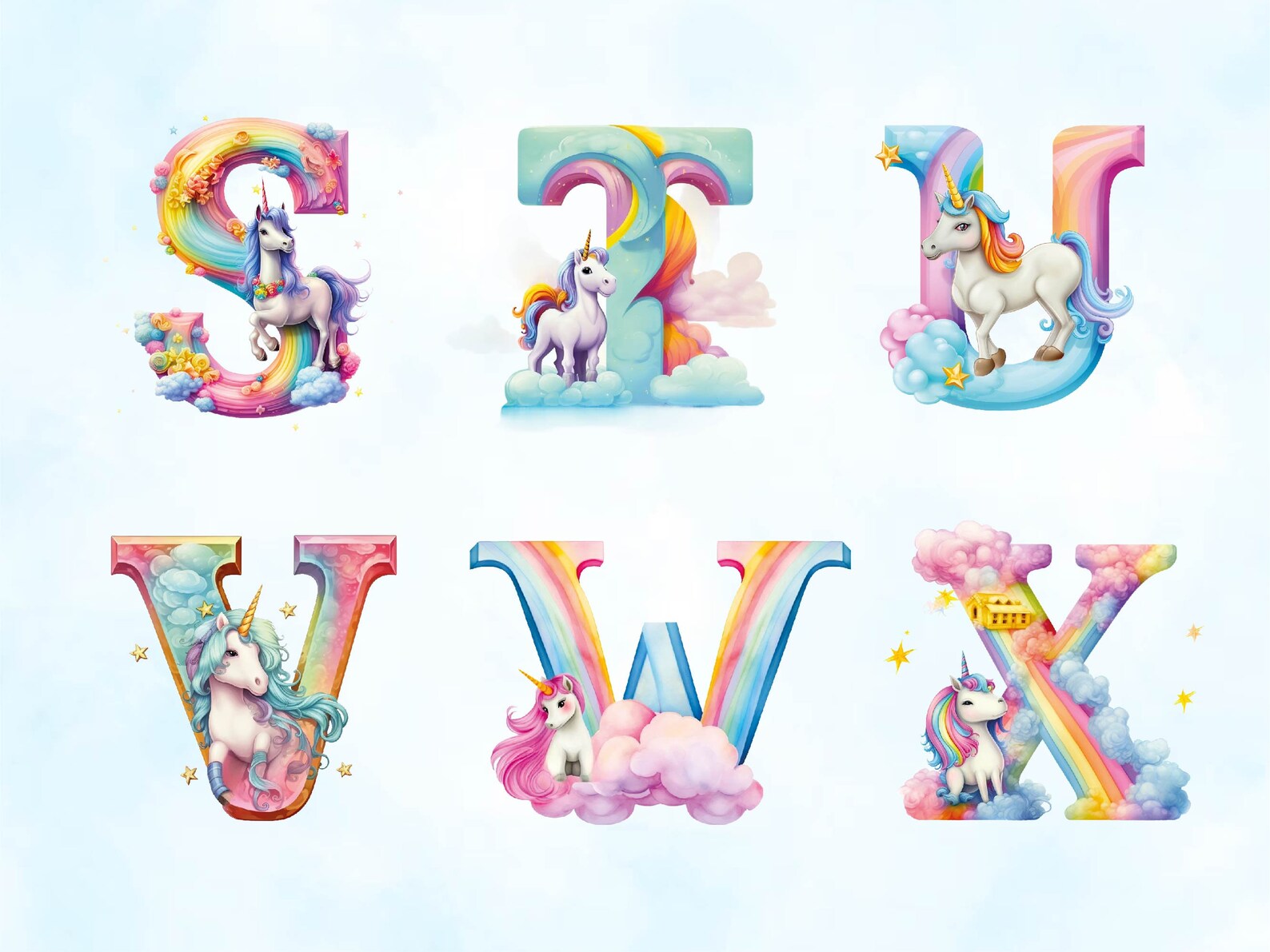 Unicorn Clipart Unicorn Png Alphabet Png Wall Art Unicorn Birthday ...