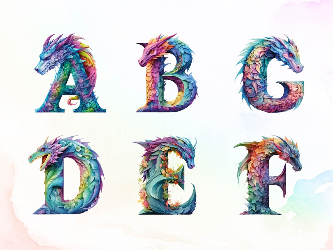 Dragon Clipart Png Dragon Letters Dragon Font Alphabet Clipart ...