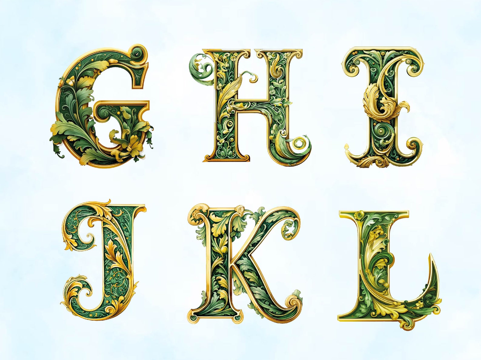 Fancy Letters Celtic Alphabet Fancy Floral Alphabet Clipart Decorative ...