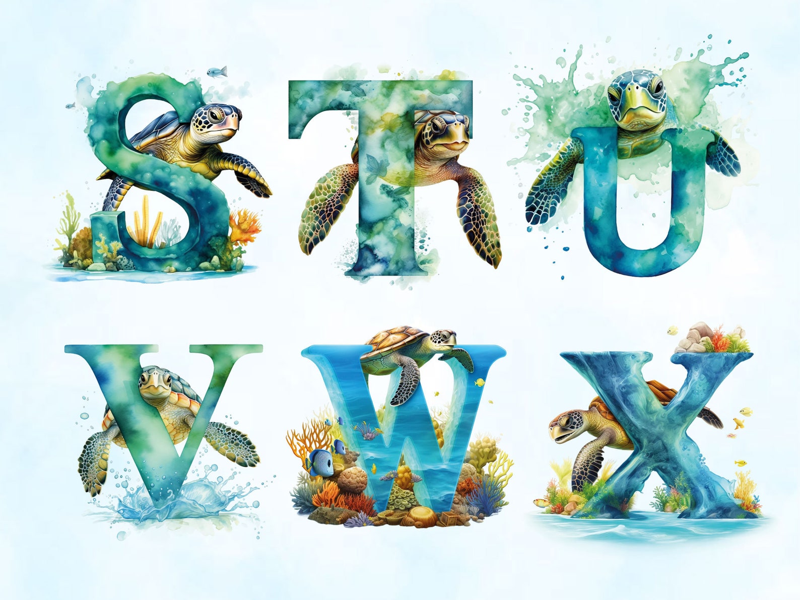 Tortuga marina PNG Clipart Alfabeto PNG Letras garabatas Alfabeto ...