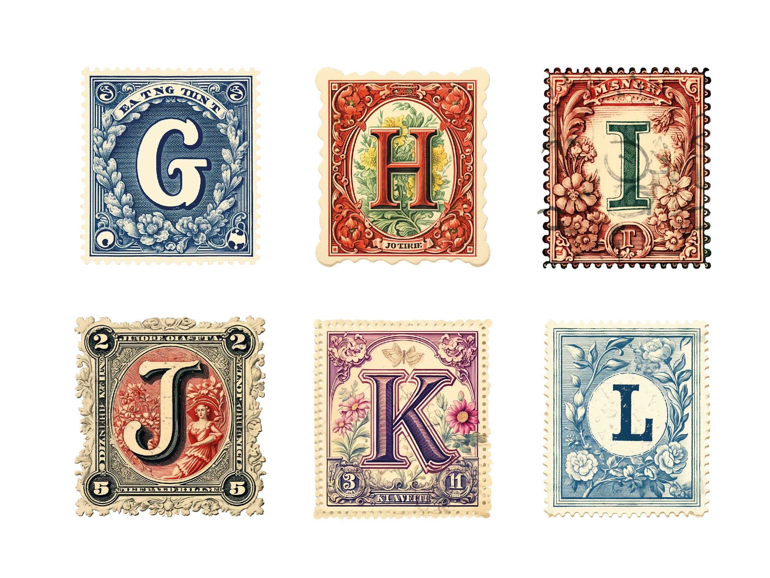 Postage Stamps Clipart Junk Journal Kit Alphabet Png Alphabet Clipart ...
