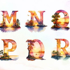 Sunset Png Sunset Clipart Summer Png Alphabet Clipart Watercolor ...