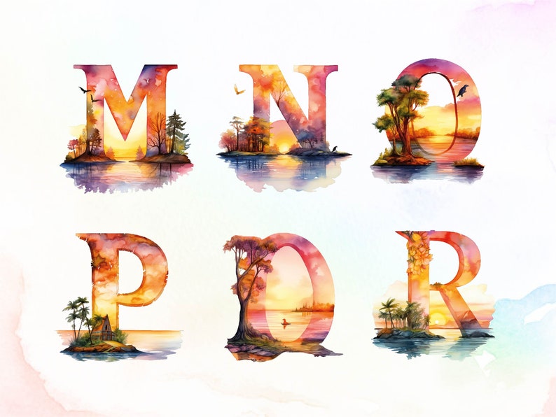 Sunset Png Sunset Clipart Summer Png Alphabet Clipart Watercolor ...