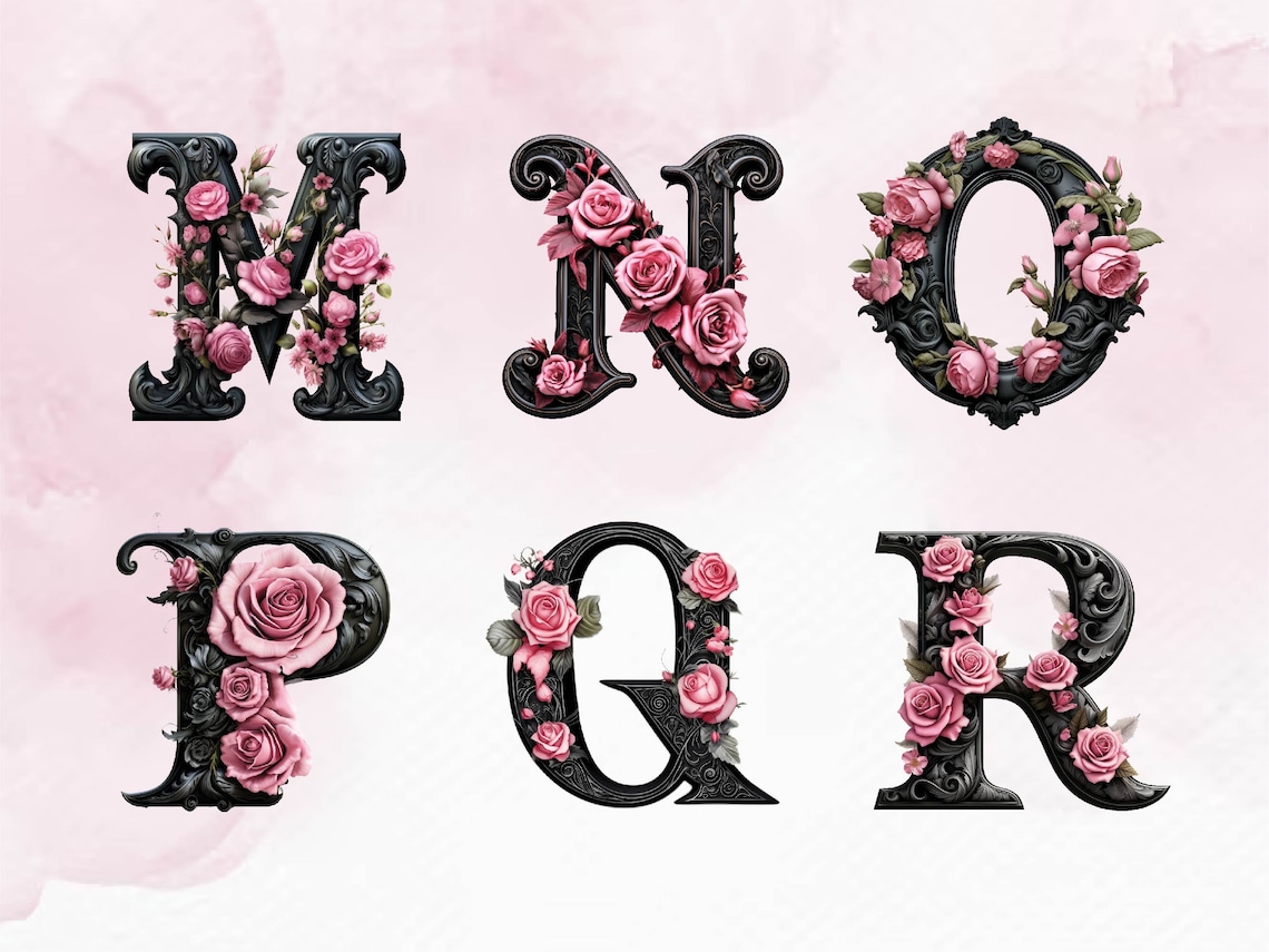 Rose Png Clipart Rose Font Alphabet Rose Letters Png Doodle Letters ...