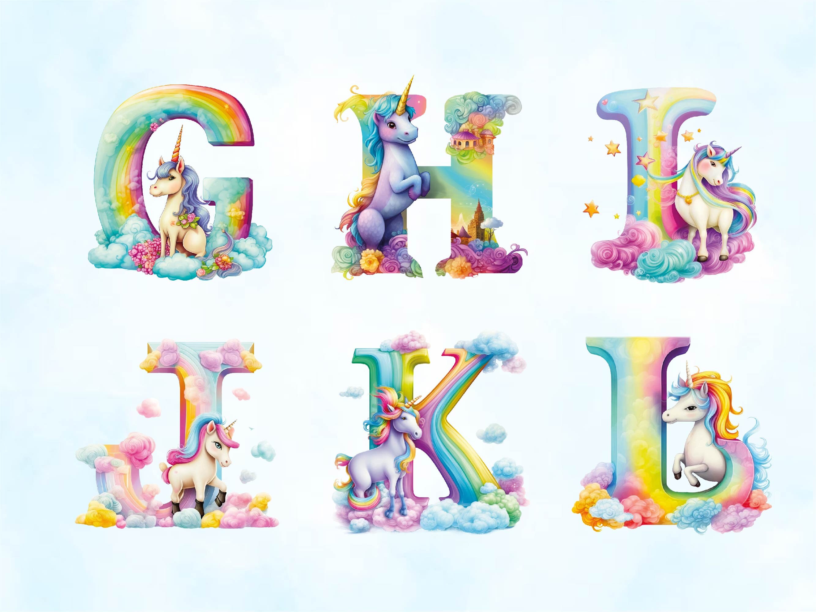 Unicorn Clipart Unicorn Png Alphabet Png Wall Art Unicorn Birthday ...