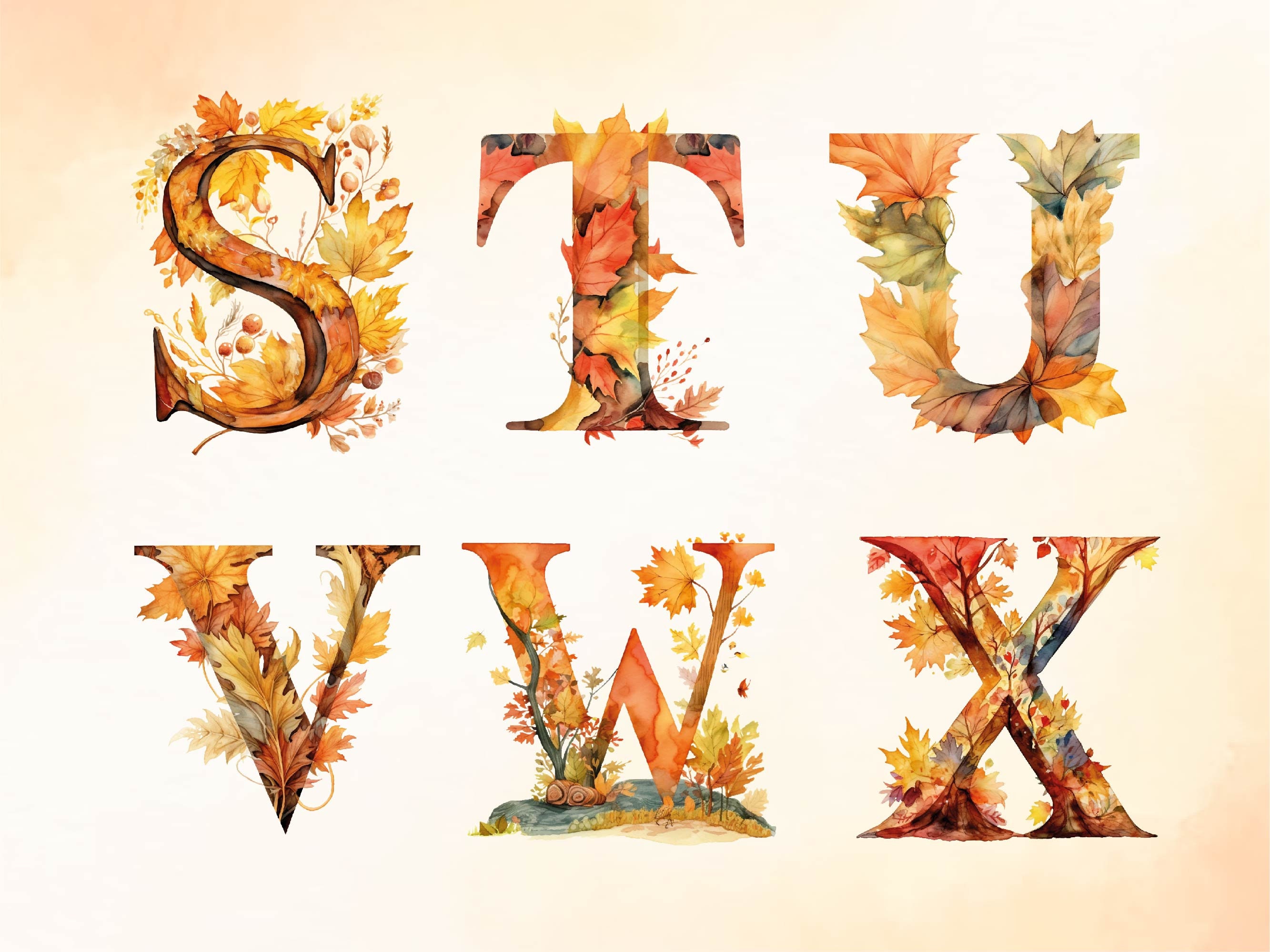 Fall Png Fall Clipart Autumn Stickers Alphabet Png Decorative Letters ...