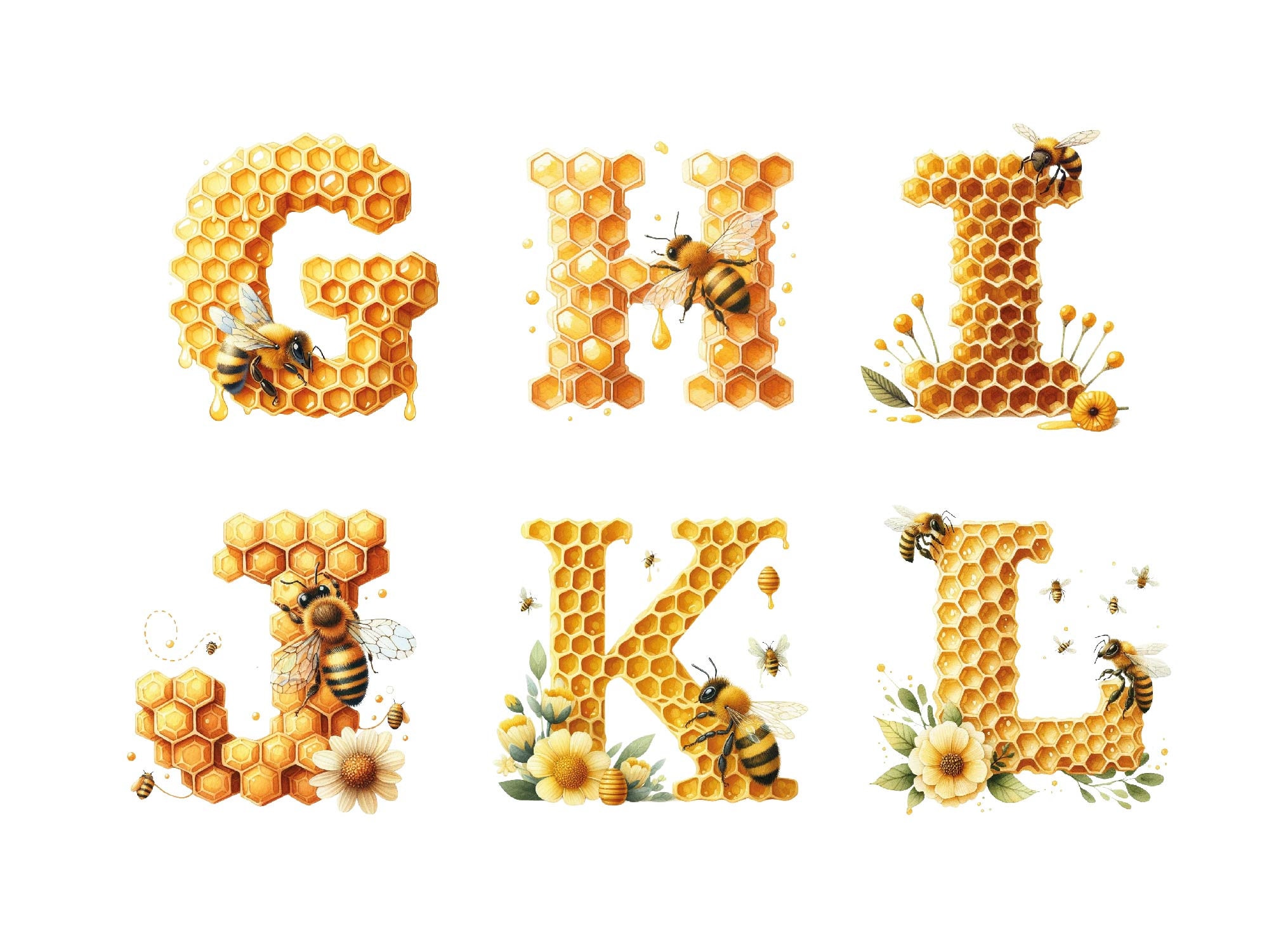 Honey Bee Clipart Png Letters Bee Sticker Bumble Bee Font Doodle ...