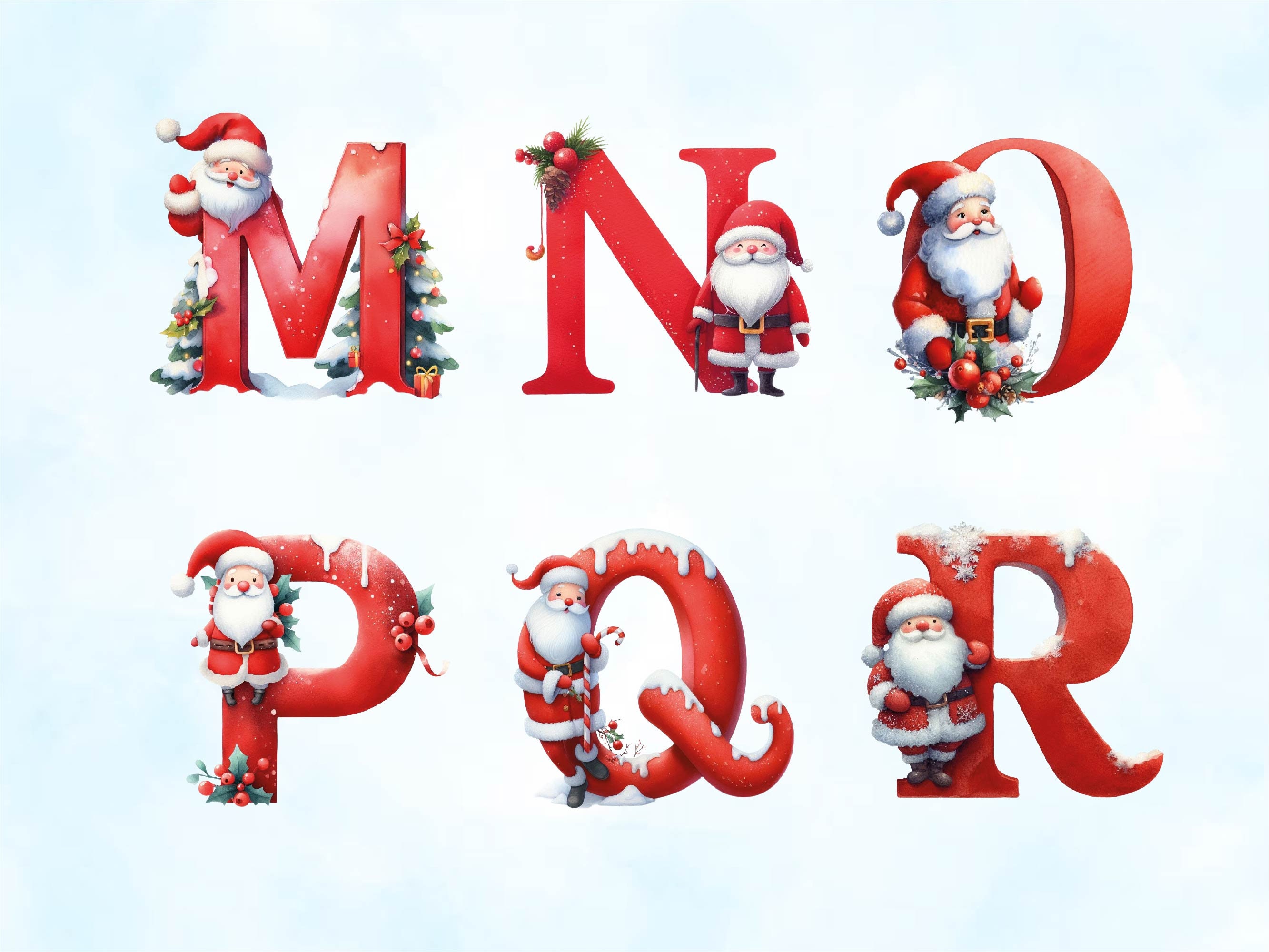 Santa Claus Png Santa Letters Christmas Font Christmas Name Watercolor ...