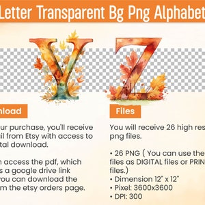 Fall Png Fall Clipart Autumn Stickers Alphabet Png Decorative Letters ...