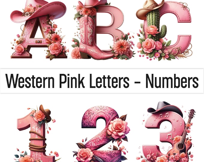 Western Font 3D PNG Letters, Cowboy Alphabet Set, Cowgirl Doodle Letter ...