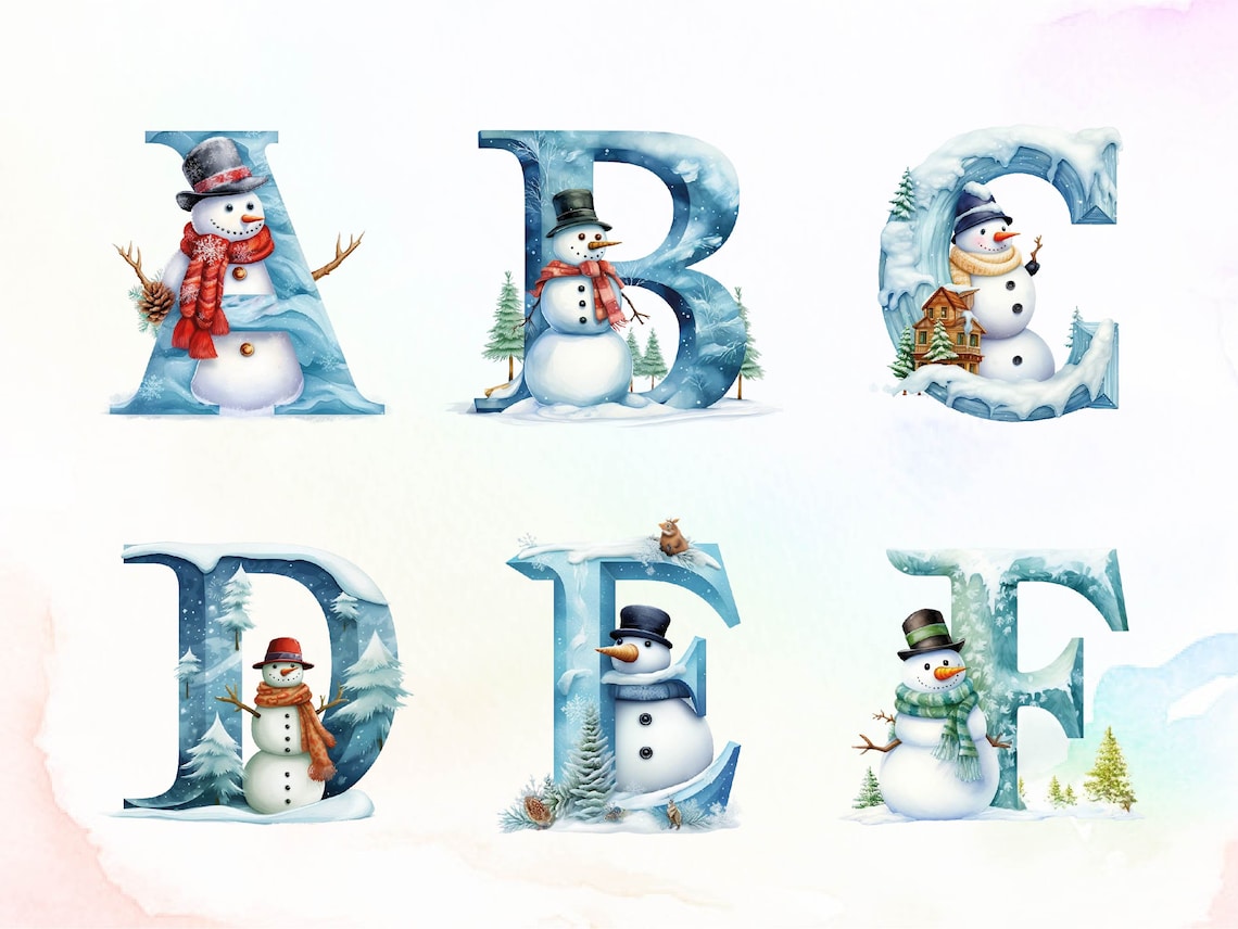 Snowman Clipart Snowman Png Alphabet Clipart Snowman Printable Winter ...