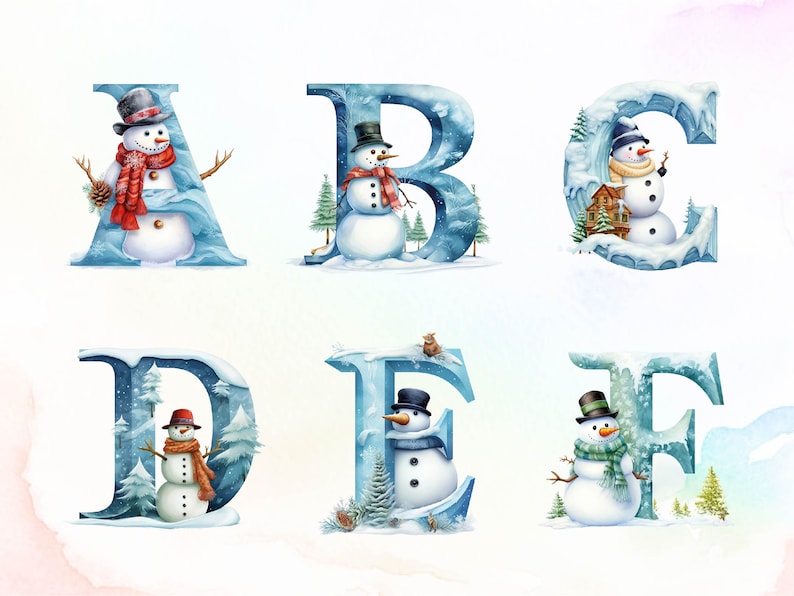 Snowman Clipart Snowman Png Alphabet Clipart Snowman Printable Winter ...