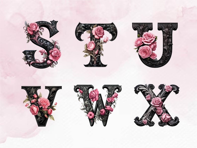 Rose Png Clipart Rose Font Alphabet Rose Letters Png Doodle Letters ...