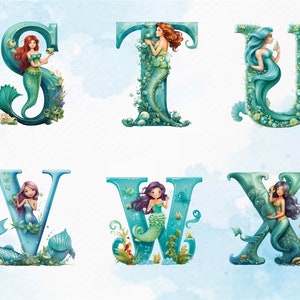 Mermaid Png Mermaid Clipart Alphabet Png Decorative Letters Iron on ...