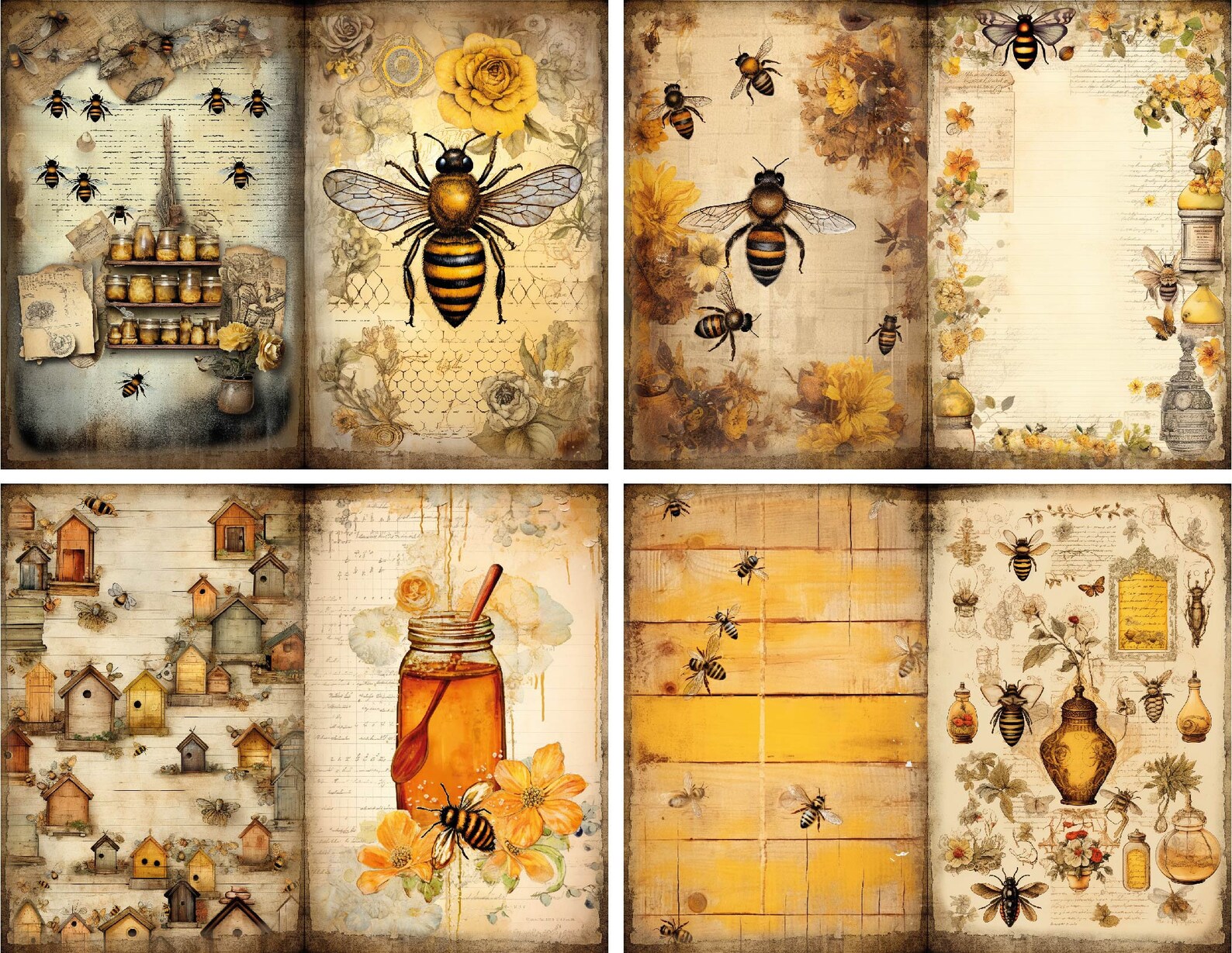 Bee Junk Journal Printable Bee Journal Page Digital Junk Journal ...