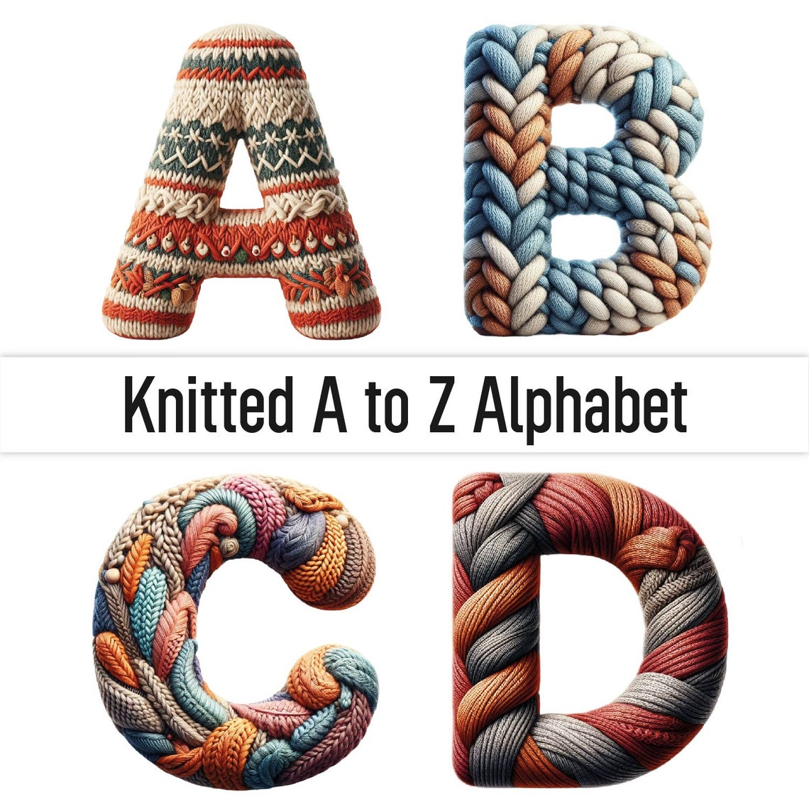 Knitting Clipart Knitting Stickers Letters Knitted Png Doodle Letters ...
