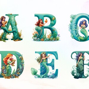 Mermaid Png Mermaid Clipart Alphabet Png Decorative Letters Iron on ...