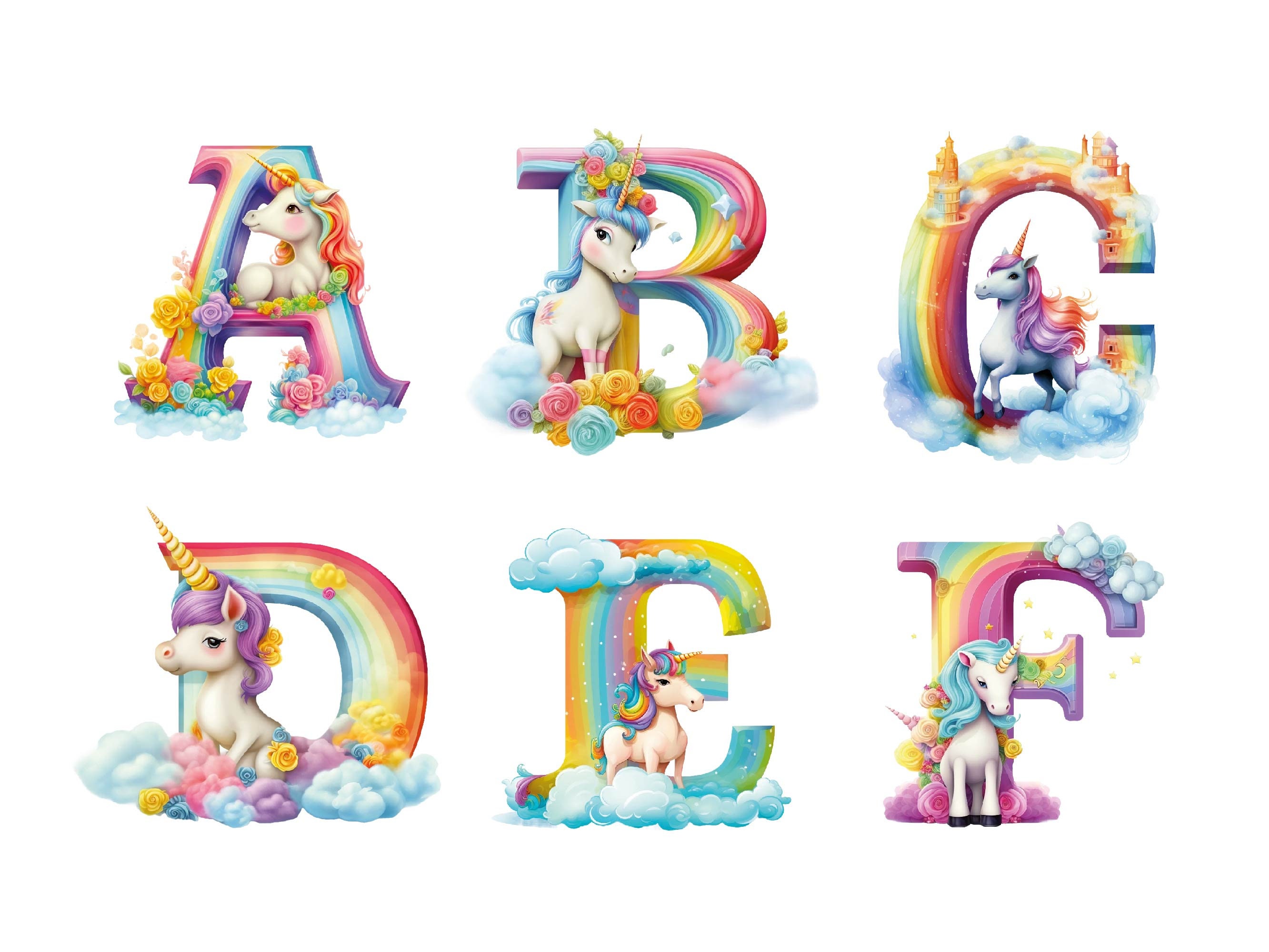 Unicorn Clipart Unicorn Png Alphabet Png Wall Art Unicorn Birthday ...