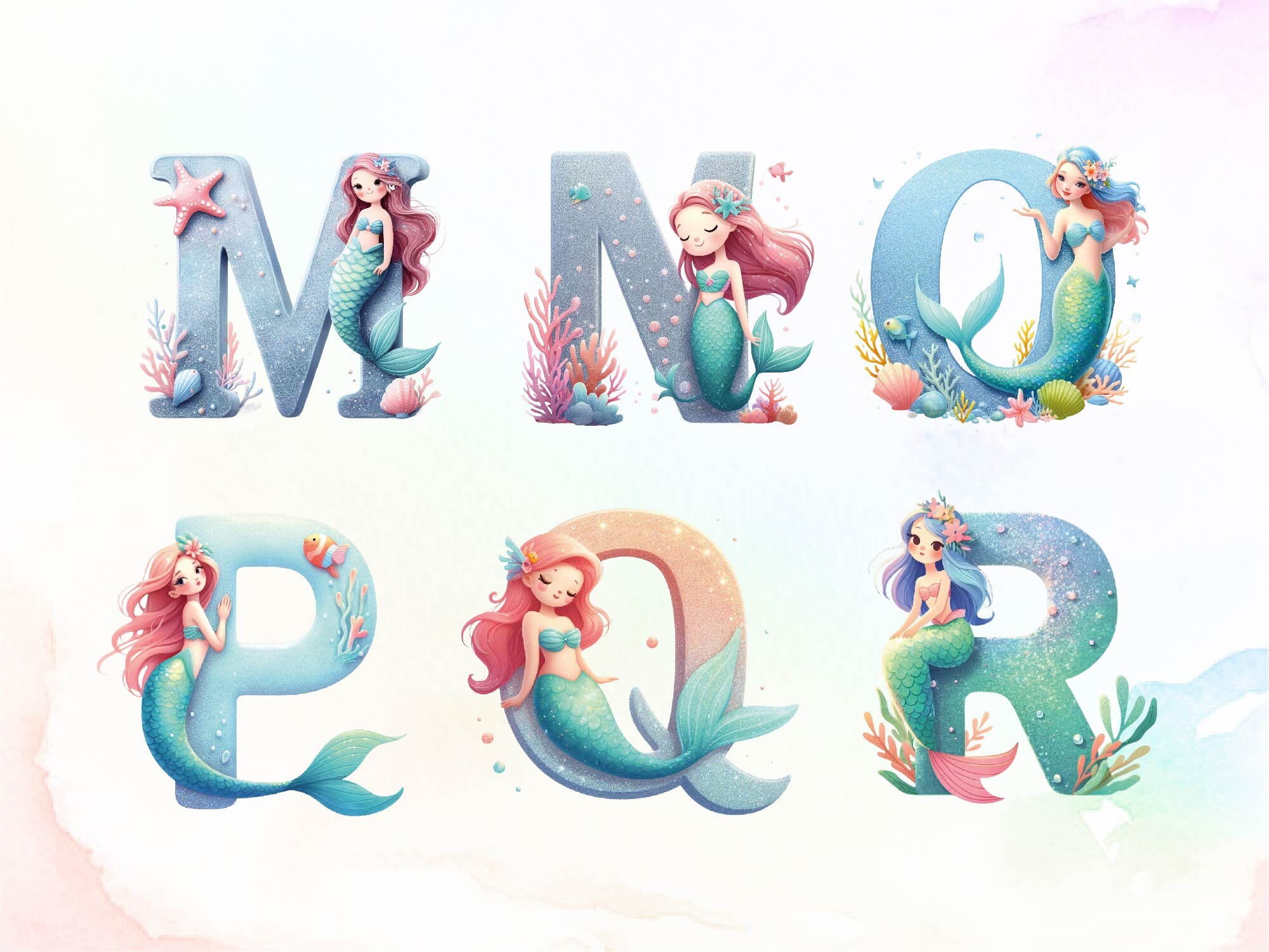 Glitter Mermaid Png Mermaid Clipart Alphabet Png Font Doodle Letters ...