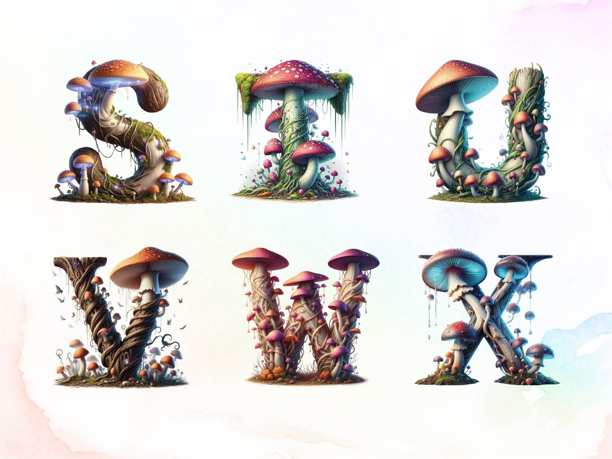 Mushroom Png Clipart Mushroom Font Letters Mushroom Sticker Alphabet Png Doodle Letters Font ...