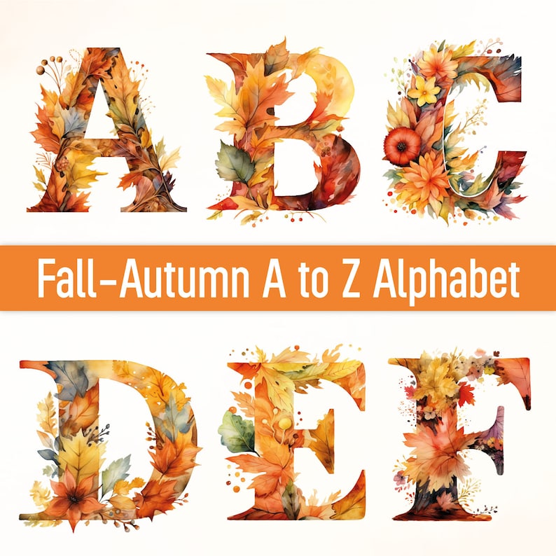 Fall Png Fall Clipart Autumn Stickers Alphabet Png Decorative Letters ...