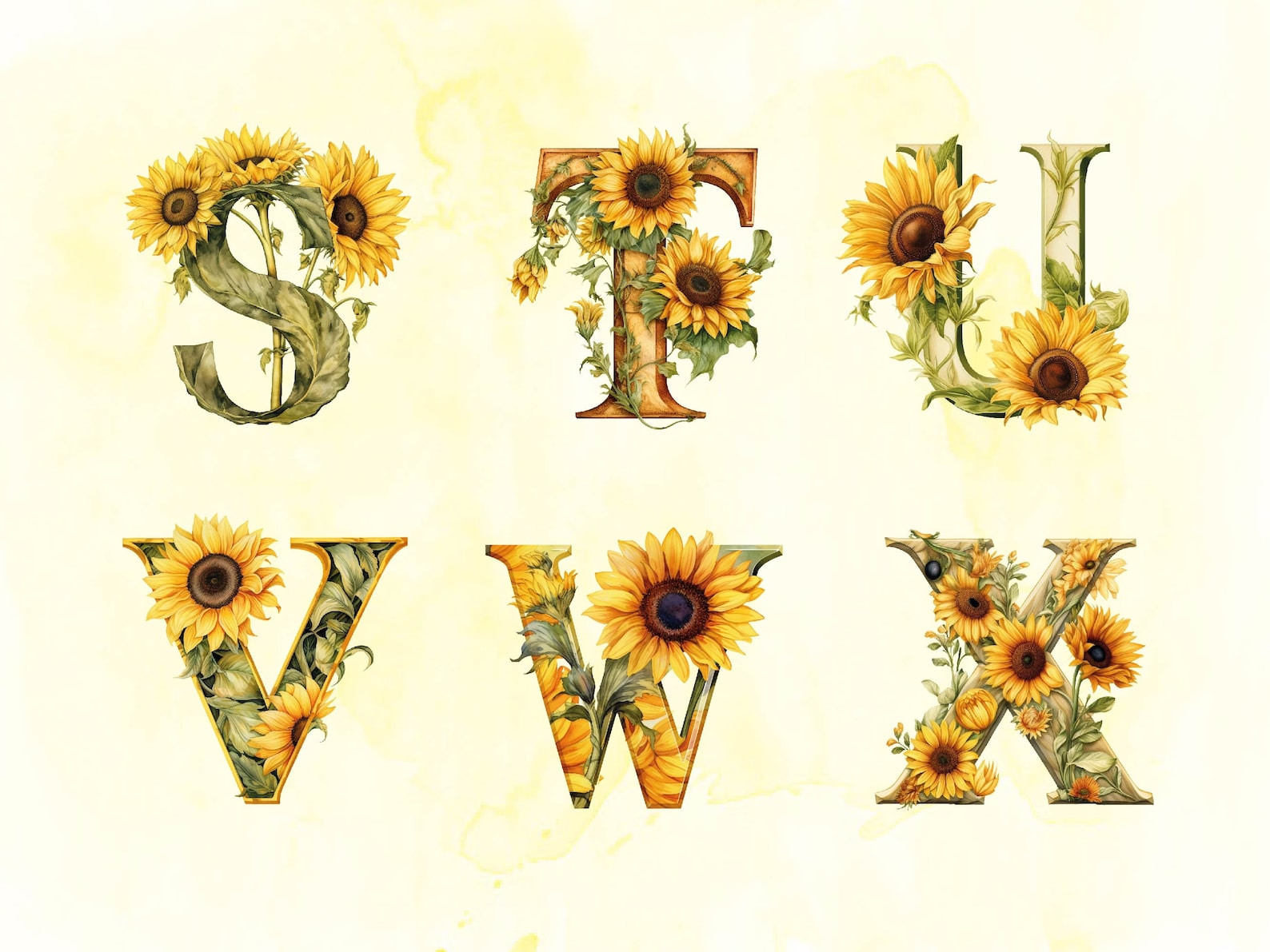 Sunflower Clipart Letter Sunflower Png Sunflower Font Alphabet Png ...