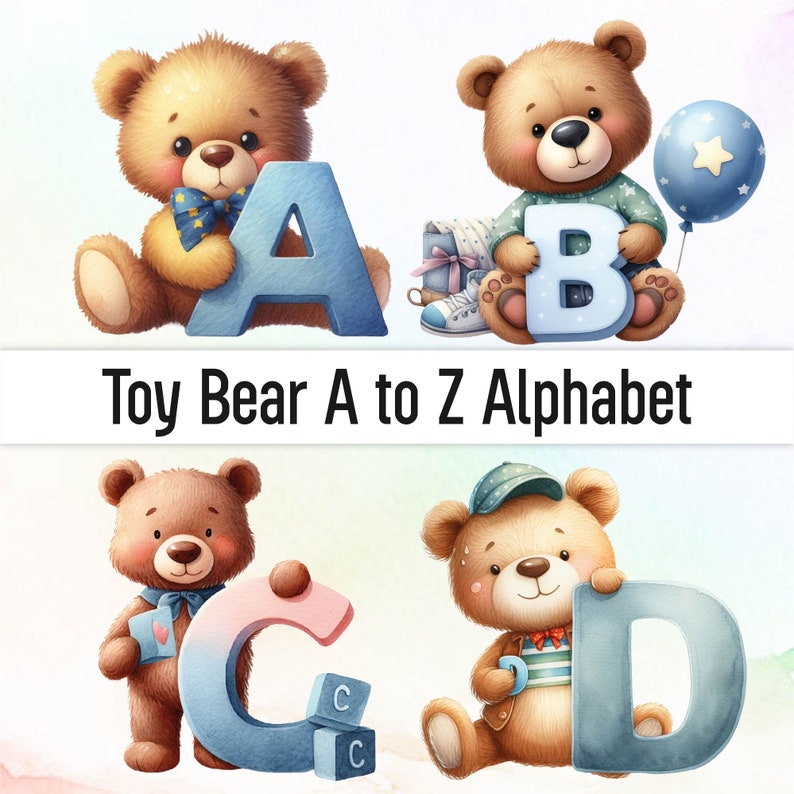 Toy Bear Clipart Alphabet Png Bear Baby Shower Decorations Doodle ...
