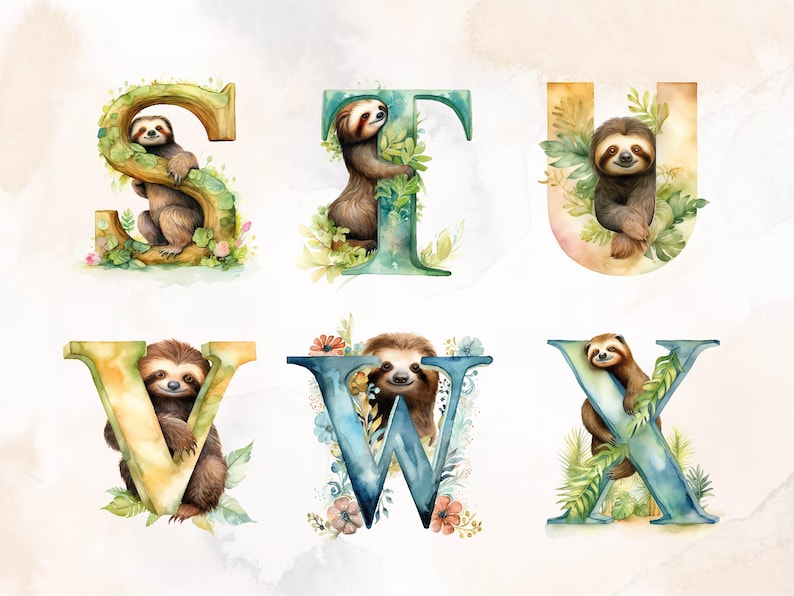 Sloth Png Sloth Clipart Sloth Alphabet Png Doodle Letters Animal ...