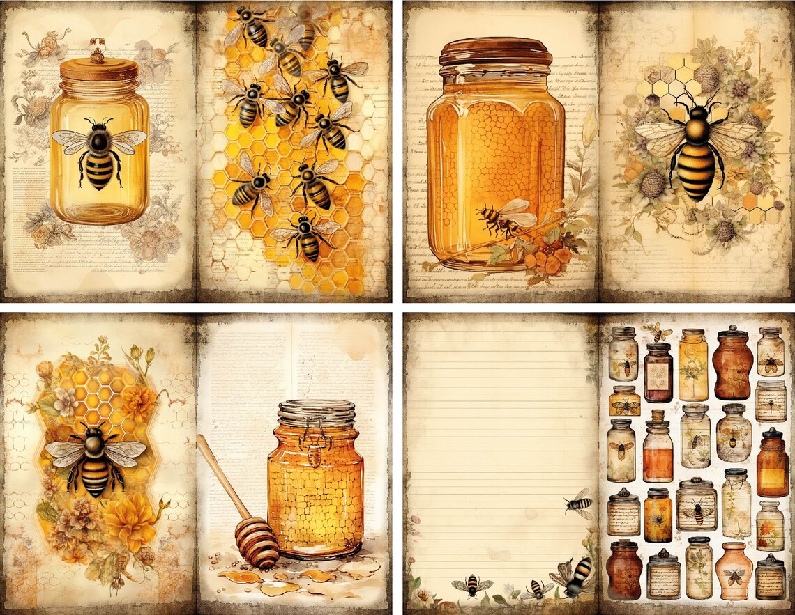 Bee Junk Journal Printable Bee Journal Page Digital Junk Journal ...