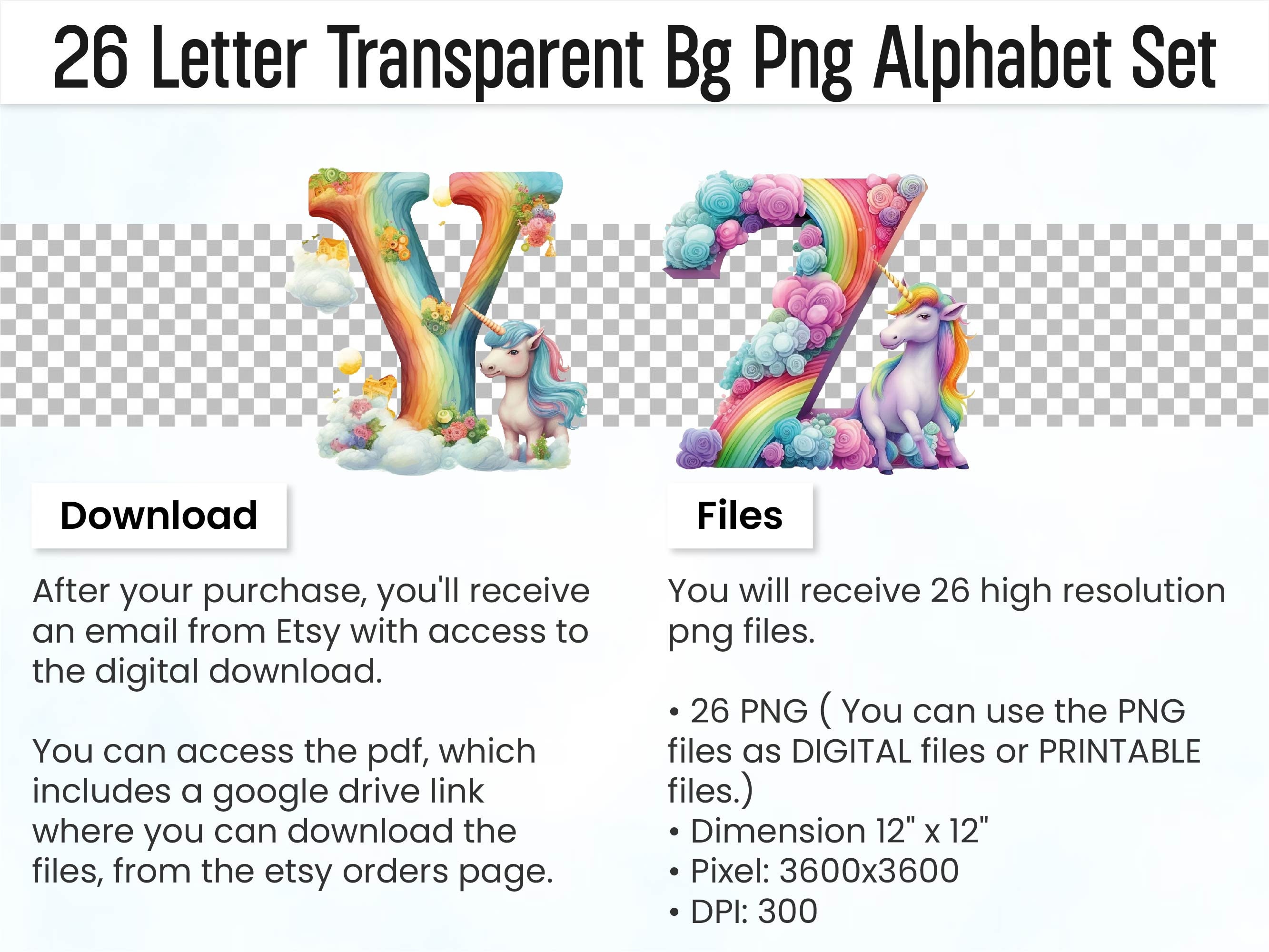 Unicorn Clipart Unicorn Png Alphabet Png Wall Art Unicorn Birthday ...