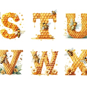 Honey Bee Clipart Png Letters Bee Sticker Bumble Bee Font Doodle ...